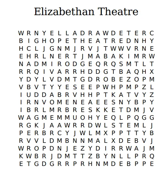 Elizabethan Theatre Wordsearch - The Tudor Society
