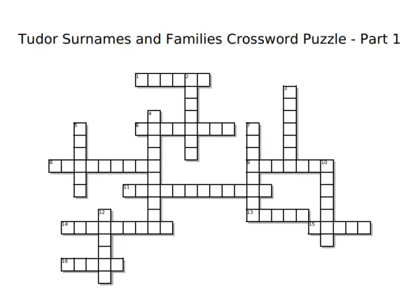 Tudor surnames and families crossword puzzle - Part 1 - The Tudor Society