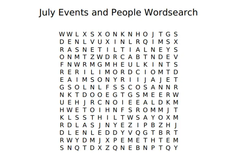 July Events and People Wordsearch - The Tudor Society