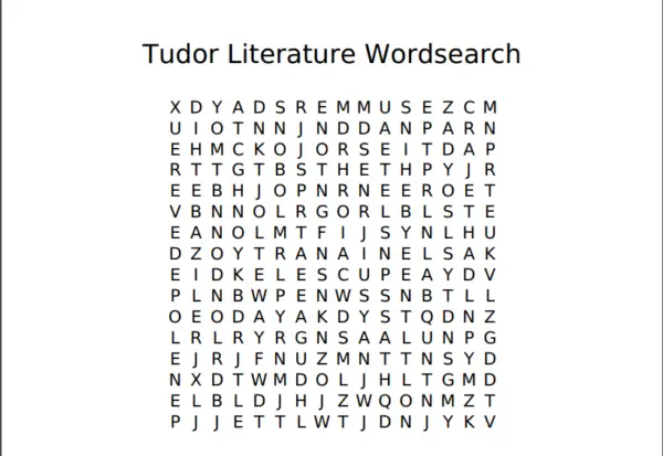 Tudor Literature Wordsearch - The Tudor Society
