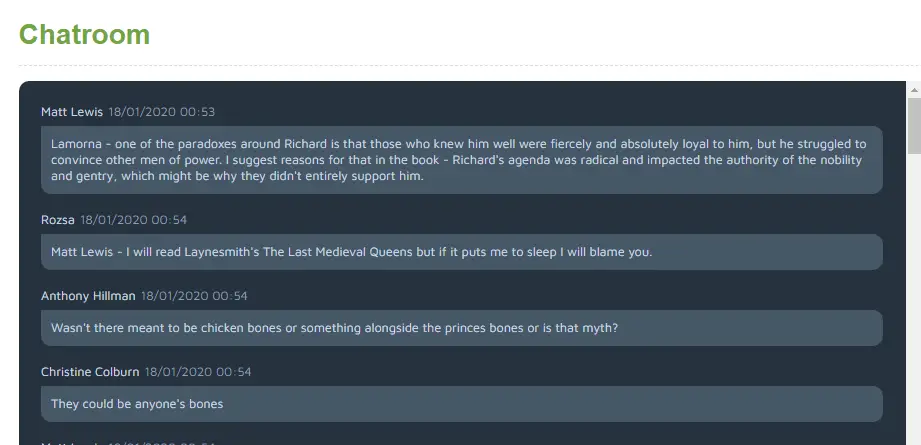 Live chat transcript - Matthew Lewis - 1483: The year of three kings ...