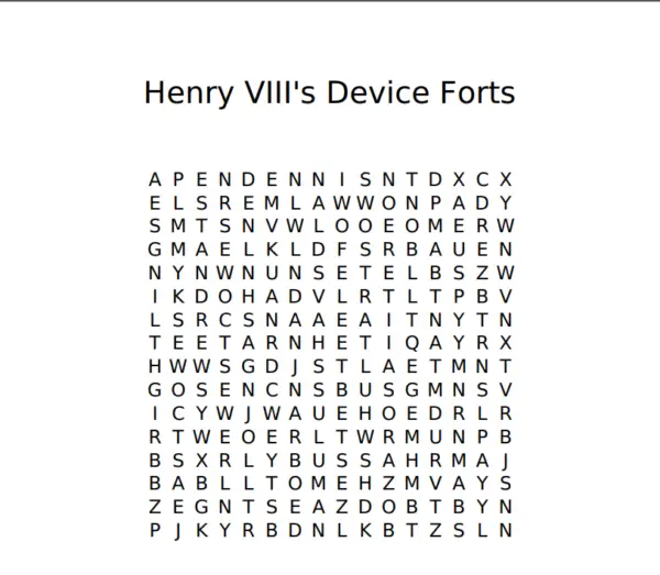 Henry VIII's Device Forts Wordsearch - The Tudor Society