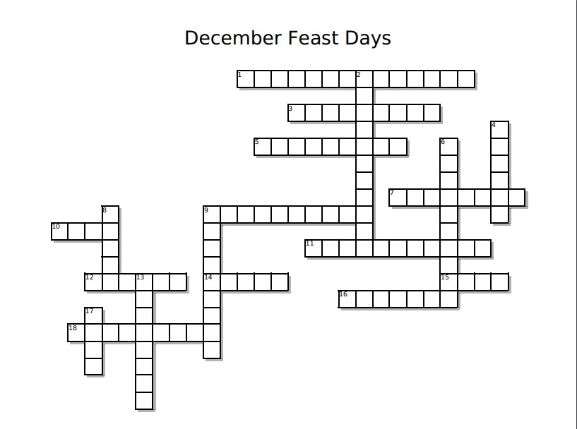 December Feast Days Crossword Puzzle - The Tudor Society