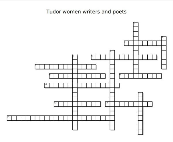 Tudor Women Writers and Poets Crossword Puzzle - The Tudor Society