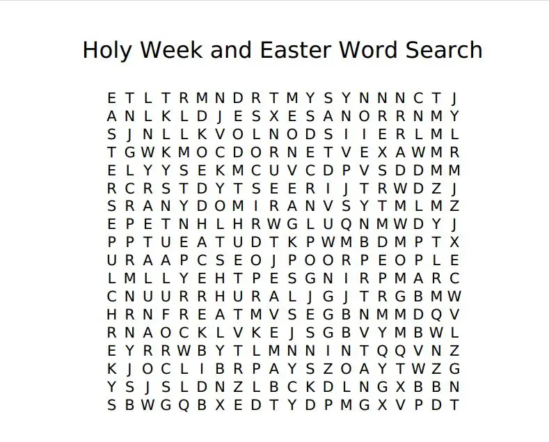 Holy Week and Easter Word Search - The Tudor Society