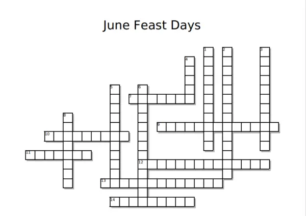 June Feast Days Crossword Puzzle - The Tudor Society