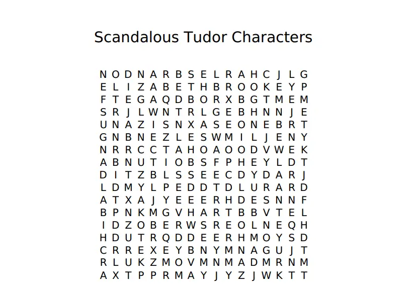 Scandalous Tudor Characters Word Search - The Tudor Society