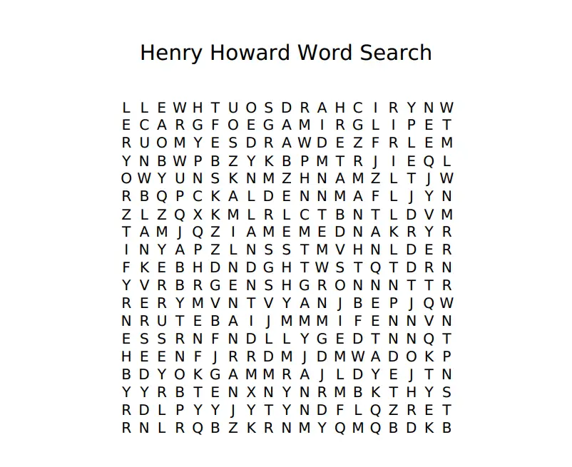 Henry Howard Word Search - The Tudor Society