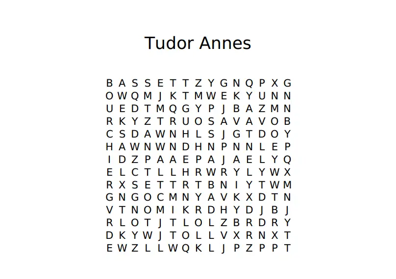 Tudor Annes Word Search Puzzle - The Tudor Society